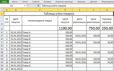 Готовая таблица Excel для учета товара