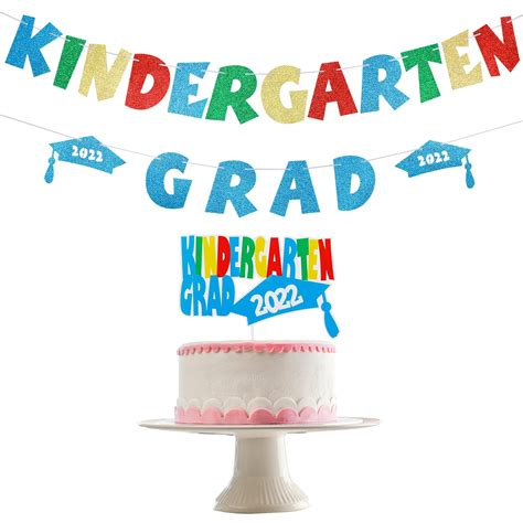 Buy Glitter Kindergarten Grad Banner And Kindergarten Grad Cake Topper