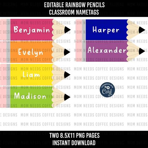 Classroom Name Tags Pencil Classroom Name Labels Classroom Etsy