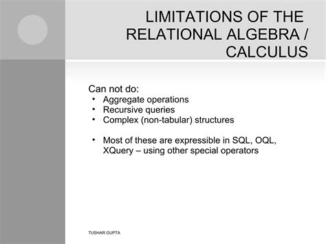 Presentation On Dbmsrelational Calculus Ppt