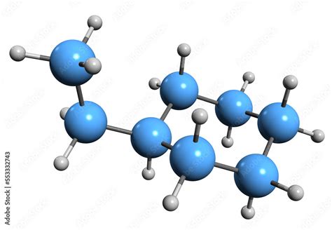 3d Image Of Ethylcyclohexane Skeletal Formula Molecular Chemical Structure Of Cycloalkane