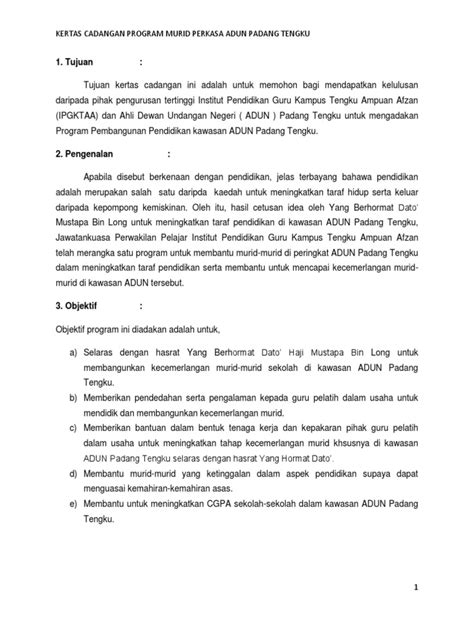 Edited Kertas Cadangan Program Bersama Adun Pdf