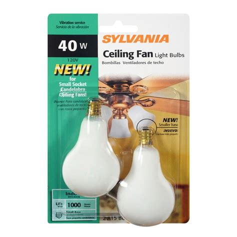 Sylvania Small Base 40 Watt Indoor Ceiling Fan Light Bulb 2 Ct