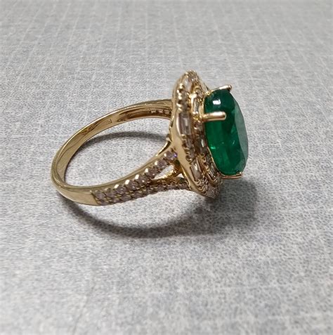 Effy Emerald And Diamond Halo Statement Ring In 14k Yel Gem