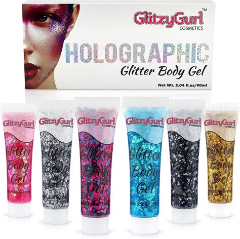 Holographic Chunky Face And Body Glitter Gel By Moon Glitter Set Of 5