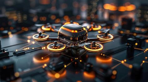 Futuristic Autonomous Drone Delivery System Concept Stock Illustration Illustration Of