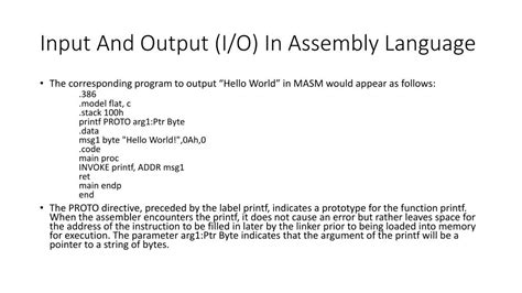 Ppt Input And Output I O In Assembly Language Powerpoint