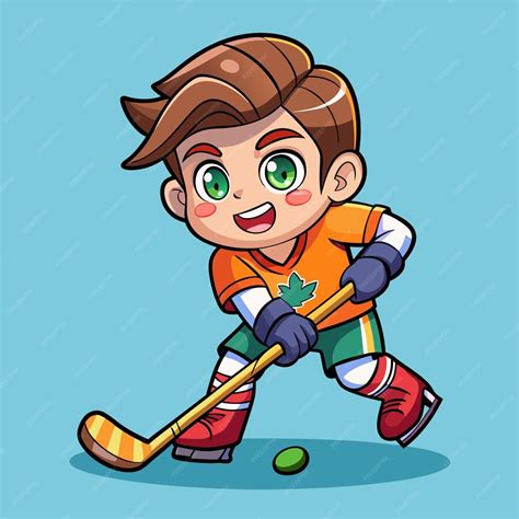 Cute Boy With Puck Vector Premium Ai Generated Vector