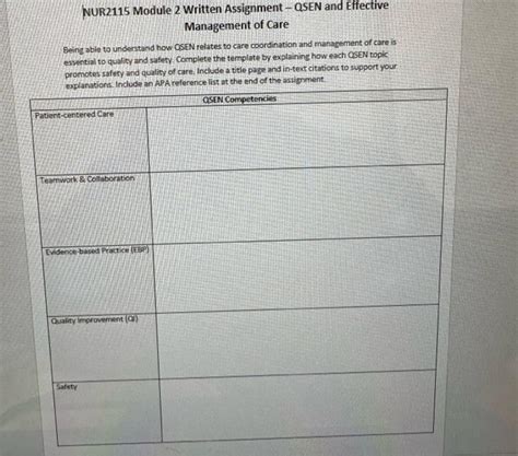 Nur2115 Module 2 Written Assignment Qsen And