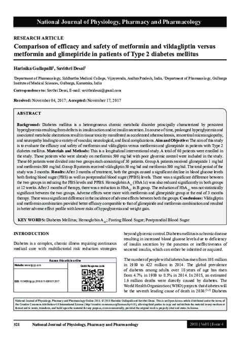 Pdf Comparison Of Efficacy And Safety Of Metformin And Vildagliptin Versus Metformin And