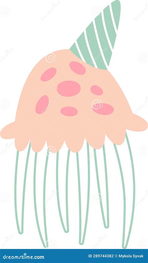 Jellyfish With Birthday Hat Stock Vector Illustration Of Card