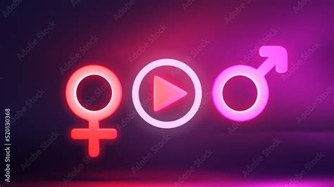 Watching Movies Online Adult Video Gender Symbol And Sign Play Video Love Female Male Light Neon