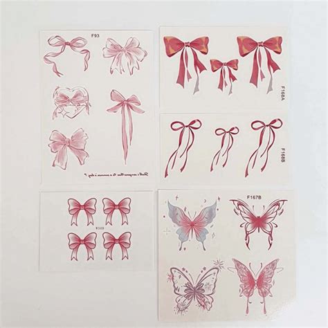 605종빠른출발 리본 나비 타투 스티커 귀여운 컬러 손가락 문신 세트 워터밤 물놀이 인스타 감성 에이블리