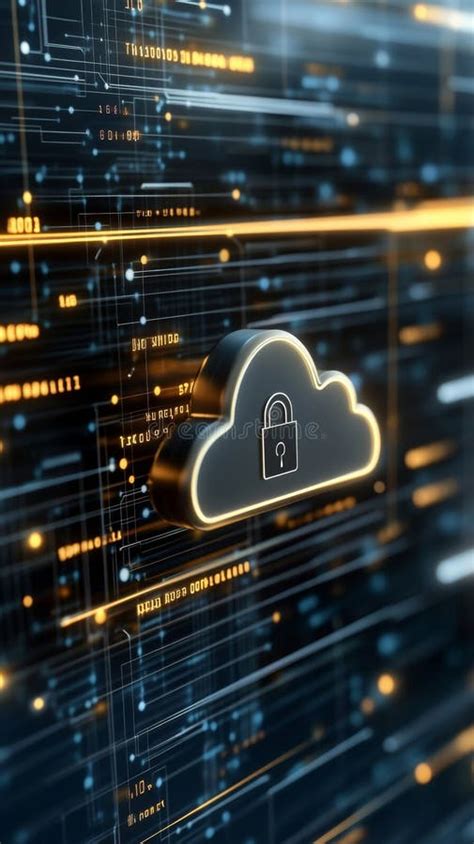cloud computing security concept with a digital lock symbolizing data