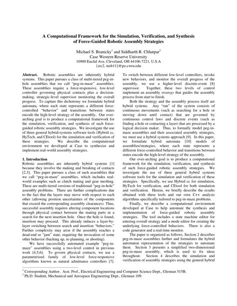 Pdf A Computational Framework For The Simulation Verification And
