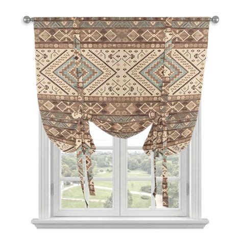 Bohemia Turkish Pattern Tie Up Curtain For Window Brown Retro Ethnic