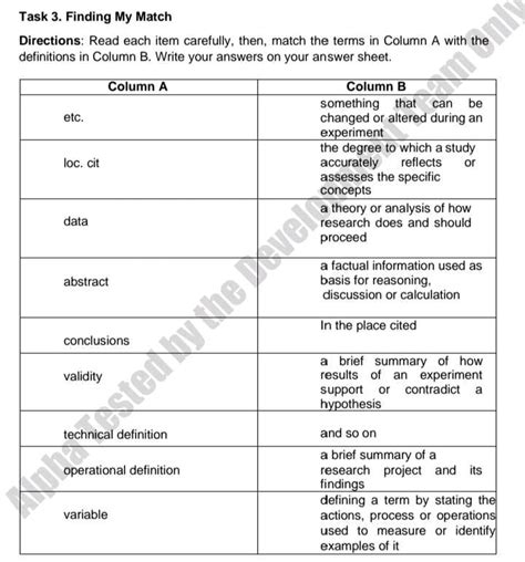Task Finding My Match Directions Read Each StudyX