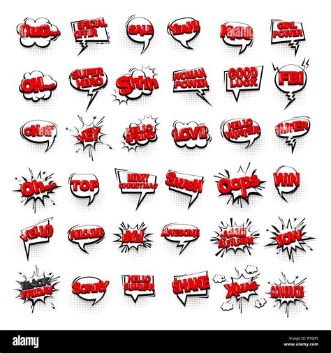 Comic Text Collection Sound Effects Pop Art Style Stock Vector Image