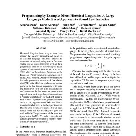 Programming By Example Meets Historical Linguistics A Large Language Model Based Approach To
