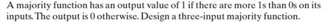 Solved A Majority Function Has An Output Value Of 1 If There