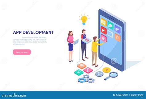 App Development Programmer Developer Mobile Application Smartphone Technology Isometric
