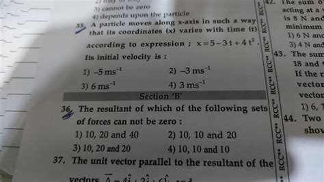 A Particle Moves Along X Axis In Such A Way That Its Coordinates X Vari