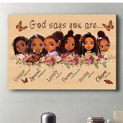 Black Girls Little God Says You Are Poster Canvas African American