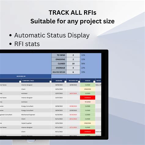 Construction Rfi Log Tracker Excel Template Spreadsheet With Rfi Empty Printable Form Manage
