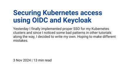 securing kubernetes access using oidc and keycloak