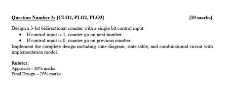 Solved Question Number 3 Clo2 Plo2 Plo3 10 Marks