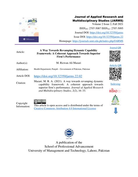 Pdf A Way Towards Revamping Dynamic Capability Framework A Coherent