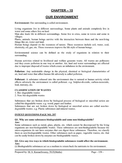 Our Environment Notes Pdf