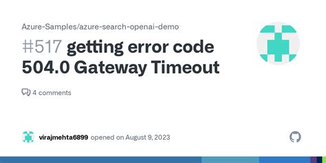Getting Error Code 5040 Gateway Timeout · Issue 517 · Azure Samples