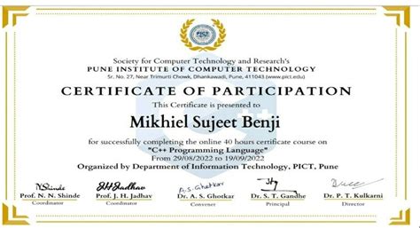 mikhiel benji on linkedin got certification in c programming language