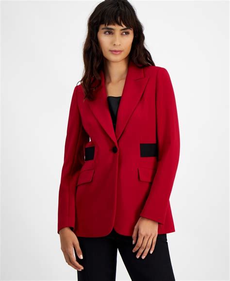 Bar Iii Womens Contrast Tab One Button Blazer Created For Macys