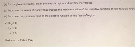 Solved A For The Given Constraints Graph The Feasible