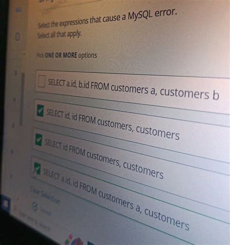 Select The Expressions That Cause A Mysql Studyx