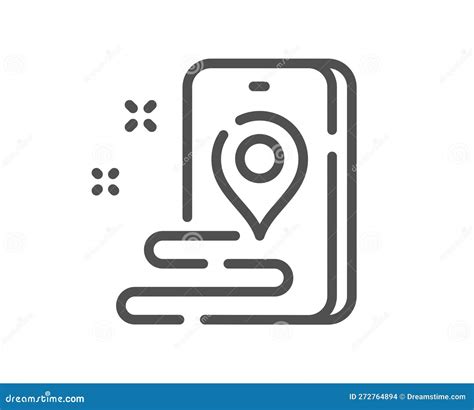Place Line Icon Phone Map Pin Sign Vector Stock Vector Illustration