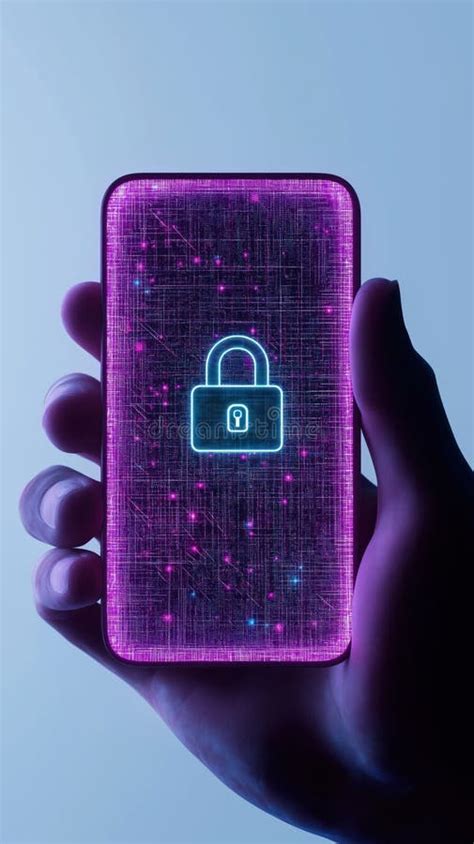 Hand Holds Smartphone Security Lock Icon Glows On Screen Tech Protection Concept Mobile