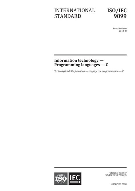 ISO IEC 9899 2018 Information Technology Programming Languages C