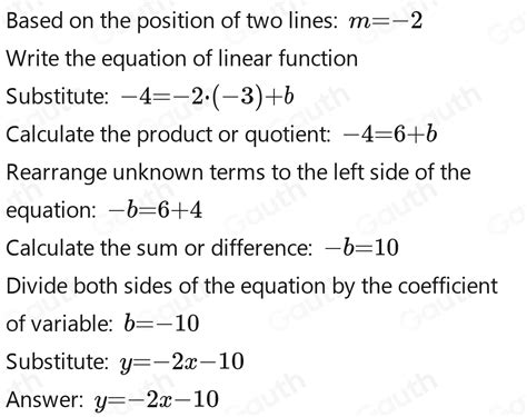 Solved The Equation Of A Line Through 3 4 And Parallel To The Line