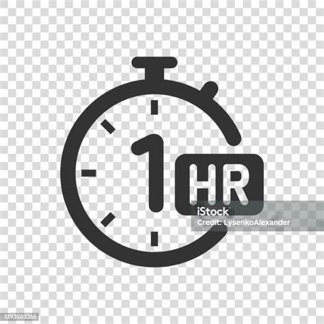 플랫 스타일로 1 시간 시계 아이콘 격리된 배경의 타이머 카운트다운 벡터 그림입니다 시간 측정 기호 비즈니스 개념 1에 대한 스톡 벡터 아트 및 기타 이미지 Istock