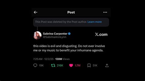 White House Quietly Deletes Ice Video Using Sabrina Carpenters Music