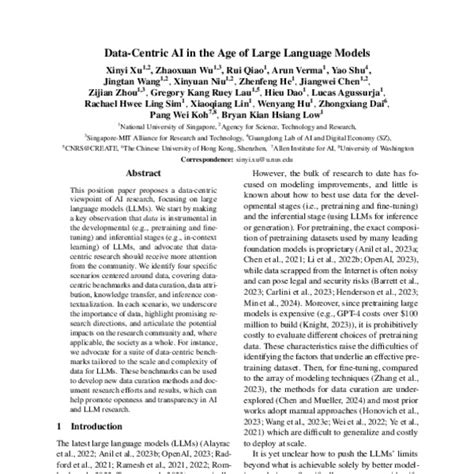 Position Paper Data Centric Ai In The Age Of Large Language Models Acl Anthology