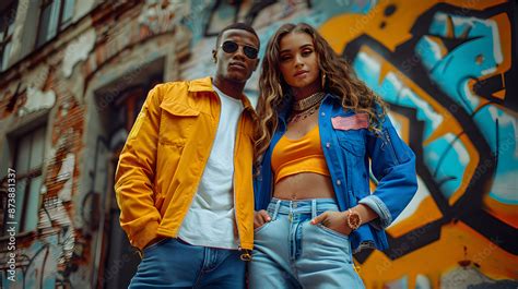 A Stylish Fashion Photo Shoot With A Male And Female Model Posing In An