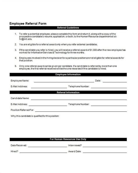 Printable Employee Referral Form
