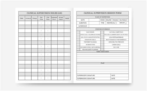 Clinical Supervision Log Book Organizing Supervision Sessions And Hours For Clinical Social