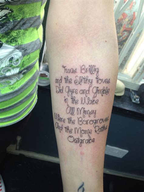 Script Jabberwocky Poem By Lewis Carroll Tattoo Quotes Jabberwocky
