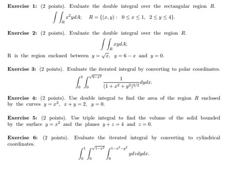 Solved Exercise 1 2 Points Evaluate The Double Integral