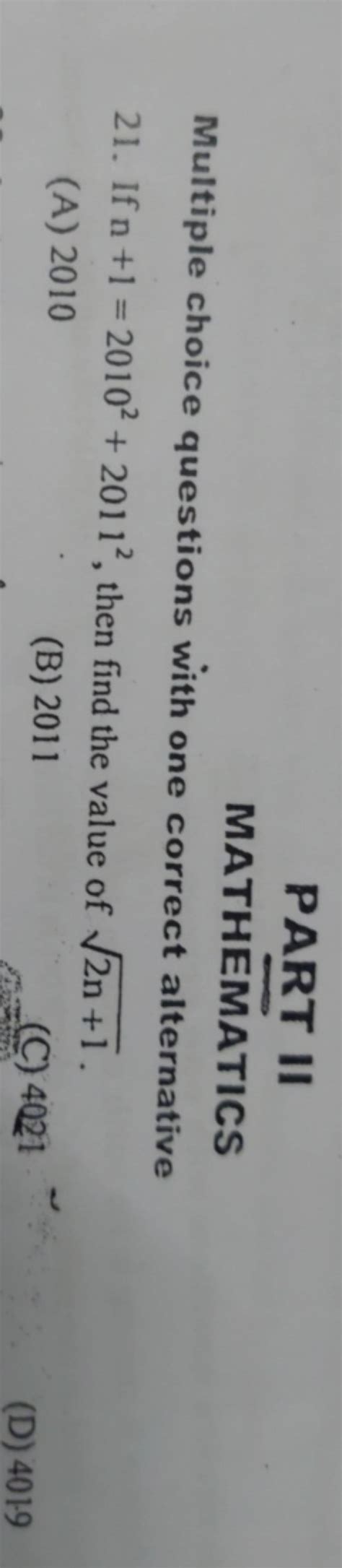Part Ii Mathematics Multiple Choice Questions With One Correct Alternativ